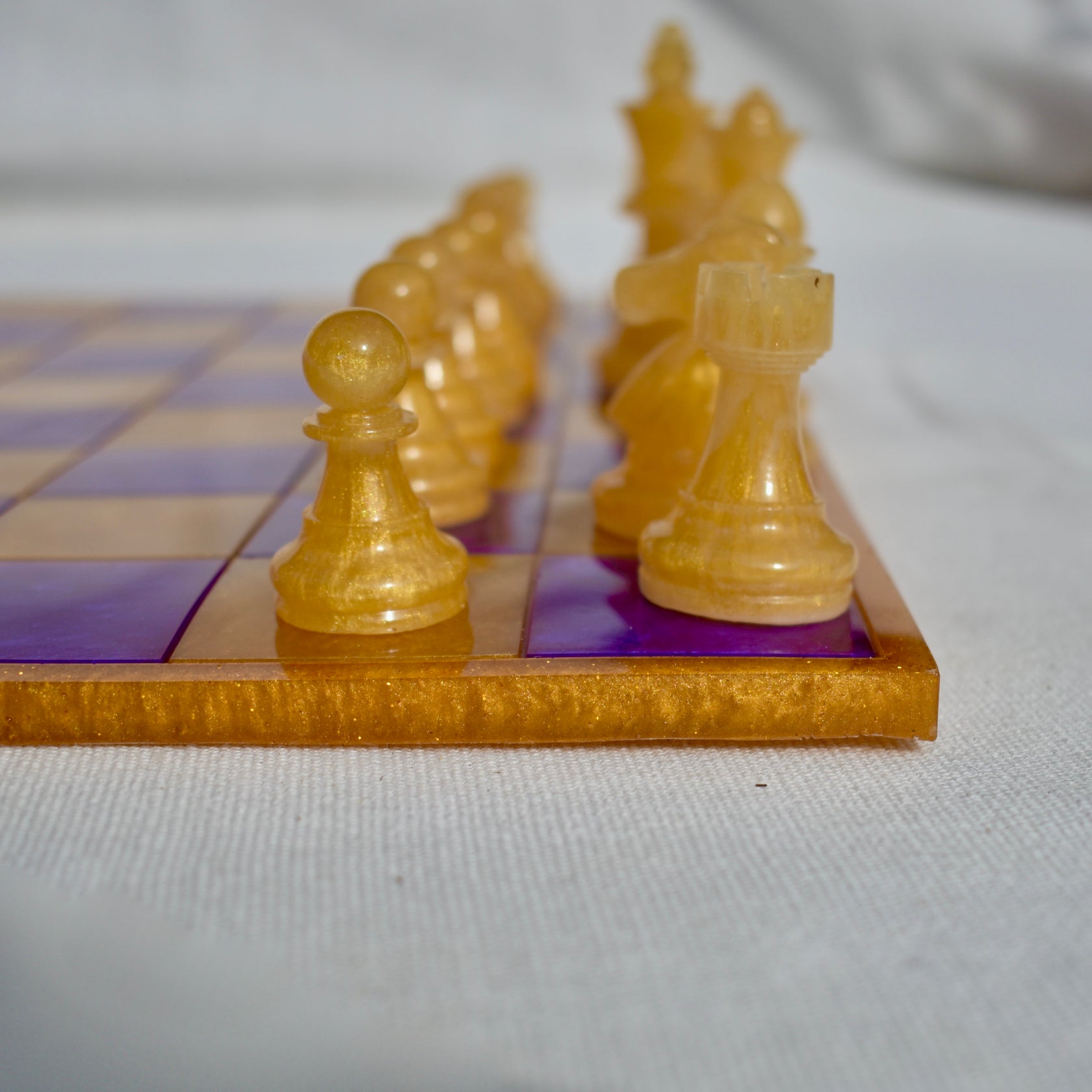 Classic Customizable Purple & Gold Chess/Checkers Board Game Set ...