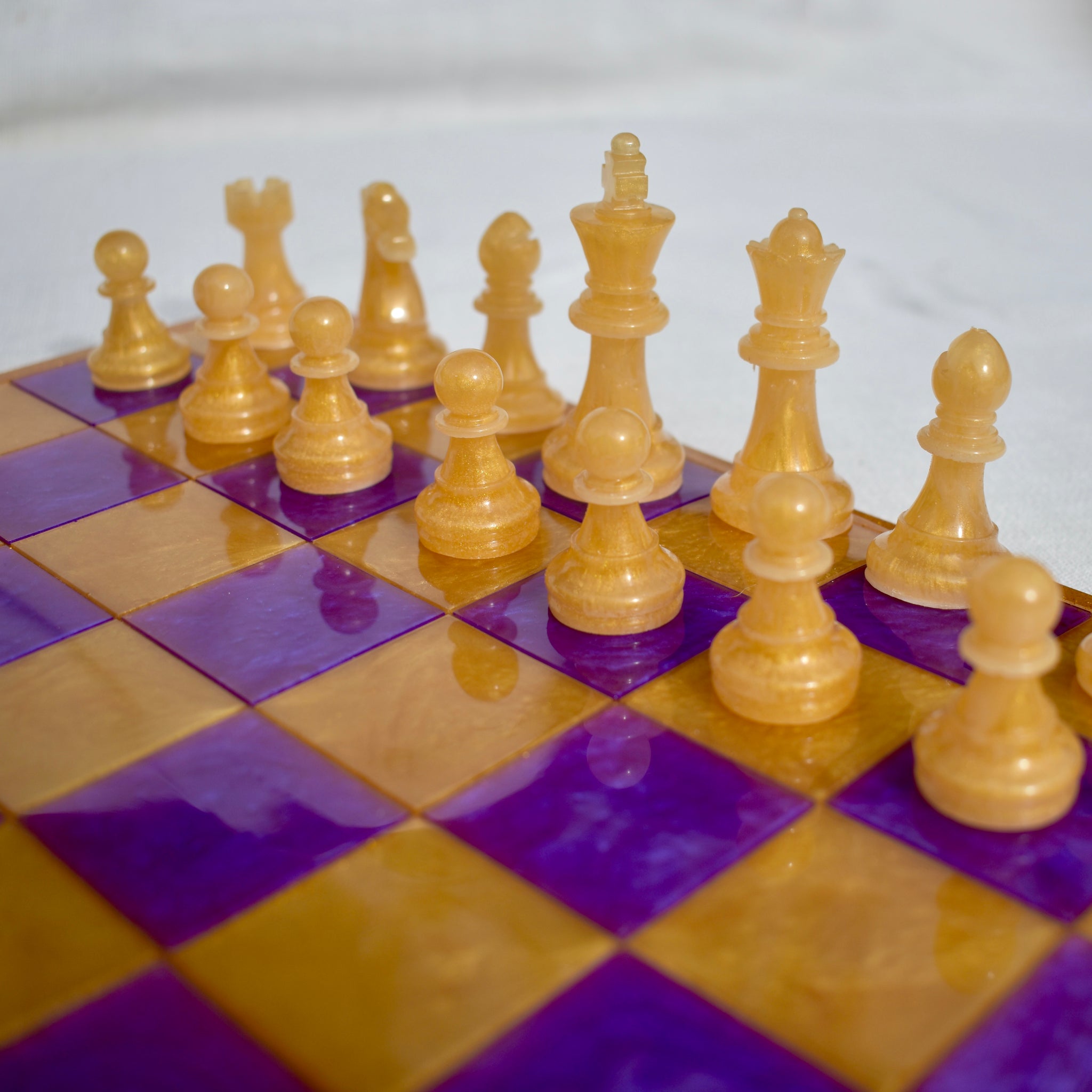 Classic Customizable Purple & Gold Chess/Checkers Board Game Set ...