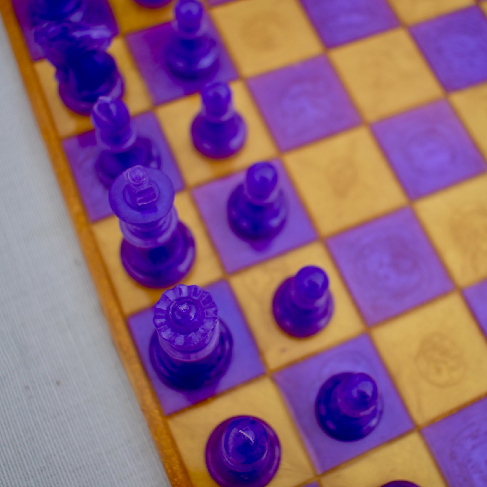 Classic Customizable Purple & Gold Chess/Checkers Board Game Set ...